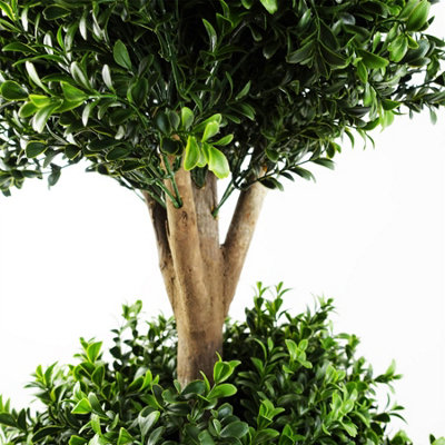 Artificial 120cm Buxus Triple Ball Tree UV Resistant Outdoor Topiary