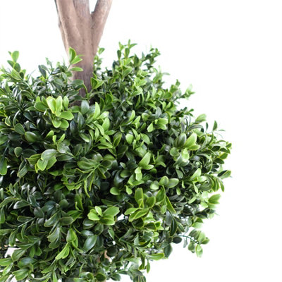 Artificial 120cm Buxus Triple Ball Tree UV Resistant Outdoor Topiary