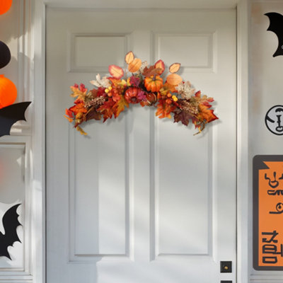 Artificial Autumn Maple Leaves Lighted Swag for Halloween Thanksgiving ...