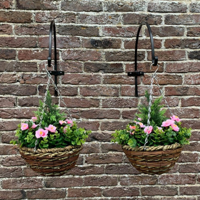 Artificial Azalea Topiary Hanging Baskets 25cm (Set of 2)