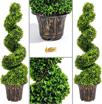Artificial Boxwood Spiral Topiary Tree Plant Twisted Single Indoor ...