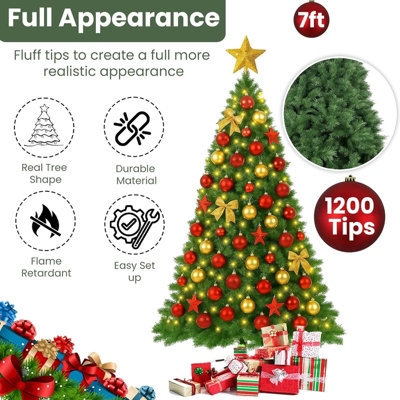 Artificial Christmas Tree - 1200 Tips Realistic PVC Pine Xmas Tree with ...