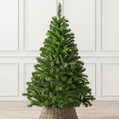Artificial Christmas Tree Green Pine Spruce With Metal Stand Christow 5ft