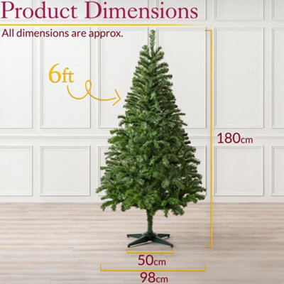 Artificial Christmas Tree Green Pine Spruce With Metal Stand Christow 6ft