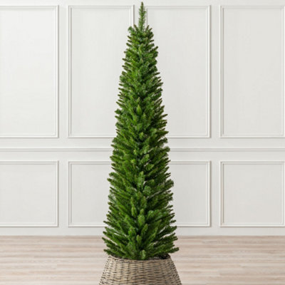 Artificial Christmas Tree Slim Pencil Spruce With Stand Christow 6ft