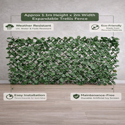 Artificial Expandable Willow Trellis Leaf Hedge Garden Privacy Screen ...