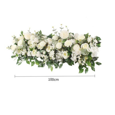 Artificial Flower White Rose Floral Row for Wedding Aisle Decor Arch ...