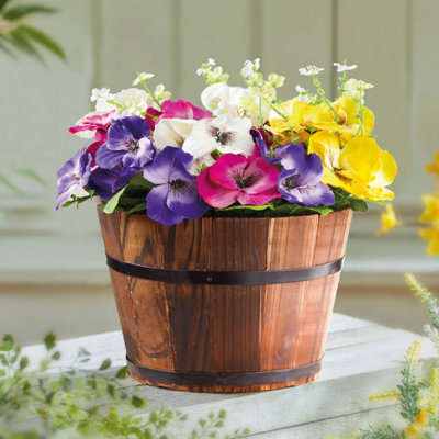 Artificial Flowers in Plant Pot, Wall-Mounted or Freestanding Planter ...
