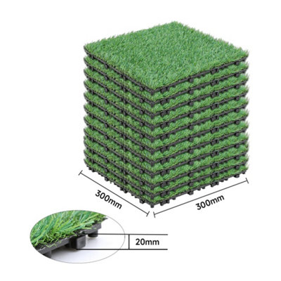 Artificial Grass Tiles Interlocking Turf Tiles for Balcony Patio Garden ...