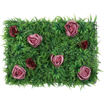 Artificial Green Grass Panel Backdrop, 60cm x 40cm, Lavender Roses ...