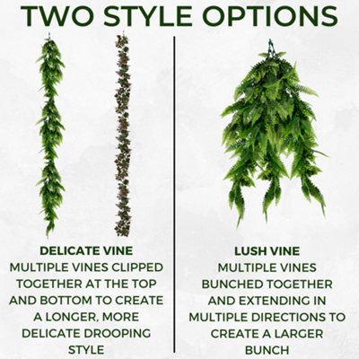 Artificial Hanging Plants Vines Leaves - 60cm Long - Realistic Foliage ...