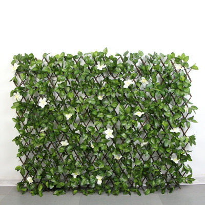 ARTIFICIAL HEDGE FLOWER GARDEN TRELLIS SCREEN EXPANDABLE 1X2M PRIVACY ...