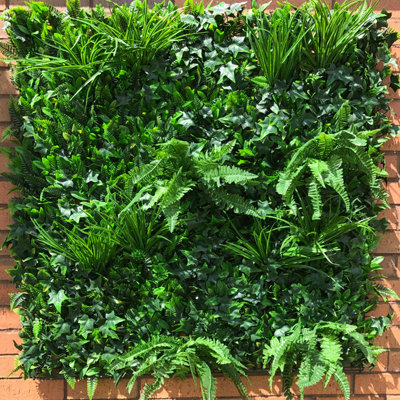 Artificial Instant Green Wall Hedge Panel Mixed Plants 100cm X 100cm