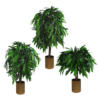 ARTIFICIAL MANGO PLANT TREE 120CM 4FT TALL LARGE REALISTIC GREEN ...