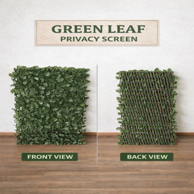 Artificial Outdoor Leaf Hedge Garden Privacy Screen with Expandable ...