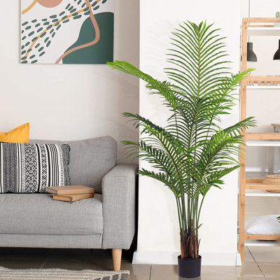 Artificial Palm Tree Fake Tree with Lifelike 15 Leaves Faux Plant 5.2FT ...