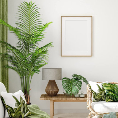 Artificial Palm Tree Fake Tree with Lifelike 15 Leaves Faux Plant 5.2FT ...