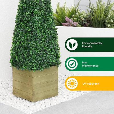 Artificial Pyramid Tree Pair Decorative Faux Topiary Plants for Indoor ...