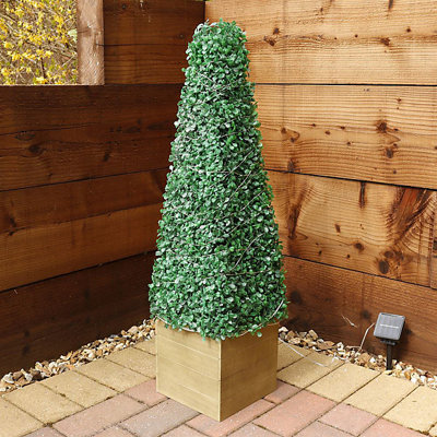 Artificial Pyramid Tree Pair Decorative Faux Topiary Plants for Indoor ...
