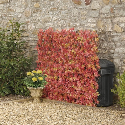 Artificial Red Acer Hedge Trellis 1 x 2m Expandable Privacy Screening ...