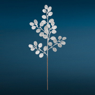 Artificial Silver Glittery Eucalyptus Stem H61 cm