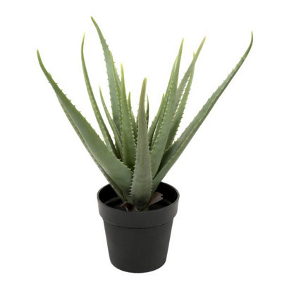 Artificial Soft Aloe Vera Succulent Plant in Black Pot 61cm
