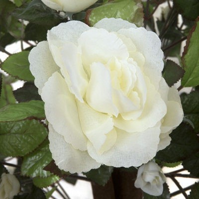 Artificial White Rose Tree 30 Flowers 120cm/4ft