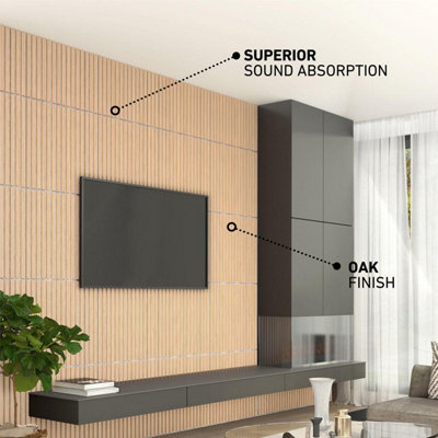 Artika Sonolok Acoustic Wall Panels 4 Pack - Oak & Grey MDF Felt ...