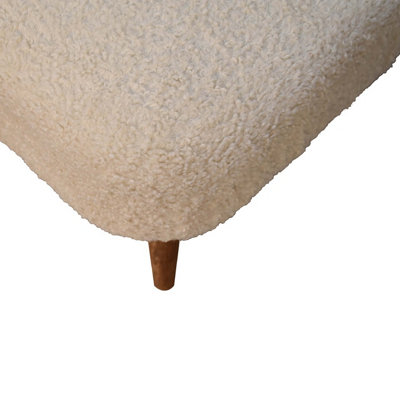 Artisan Furniture Solid Wood Boucle Cream Square Footstool