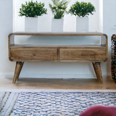 Artisan Furniture Solid Wood Curved Grey Washed Media Unit