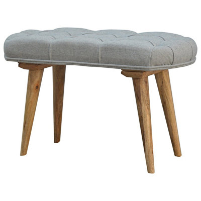 Artisan Furniture Solid Wood Deep Button Grey Tweed Bench