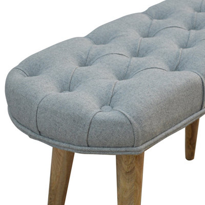 Artisan Furniture Solid Wood Deep Button Grey Tweed Bench
