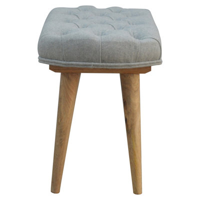 Artisan Furniture Solid Wood Deep Button Grey Tweed Bench