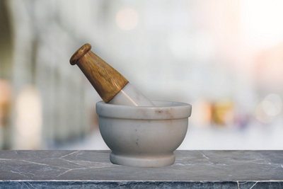 Artisan Furniture Solid Wood Large Marble Pestle & Mortar