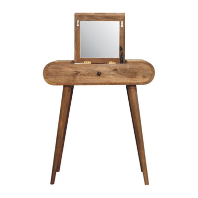 Artisan Furniture Solid Wood Mini Oak-ish Round Dressing Table