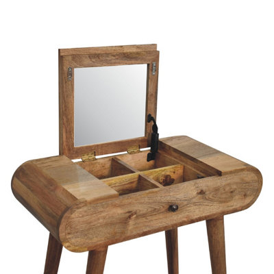 Artisan Furniture Solid Wood Mini Oak-ish Round Dressing Table