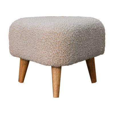 Artisan Furniture Solid Wood Mud Boucle Triangle Footstool