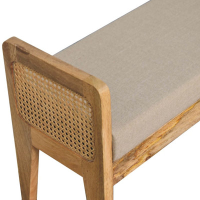 Artisan Furniture Solid Wood Mud Linen Rattan Bench