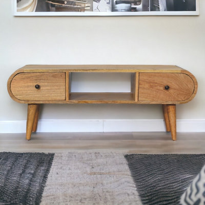 Artisan Furniture Solid Wood Oak-ish Circular TV Unit