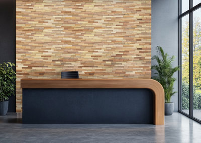 Artisan Smooth Meranti Hardwood Wall Tile - Natural - (L)70cm x (W)15cm ...