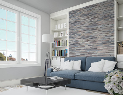 Artisan Smooth Meranti Hardwood Wall Tile - Silver Grey - (L)70cm x (W ...
