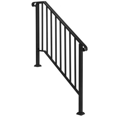 Artisasset Matte Black 3-Tier Iron Handrail for Outdoor Use