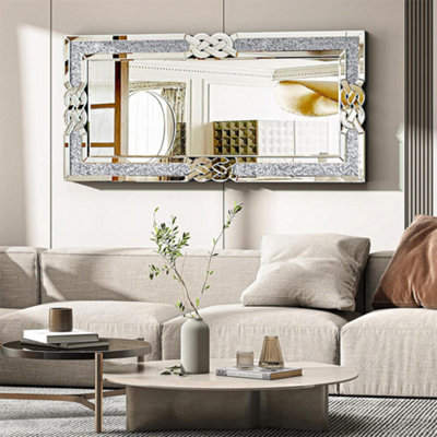 ARTLOGE 120x60cm XL Wall Mirror Full Length Crystal Crush Diamond ...