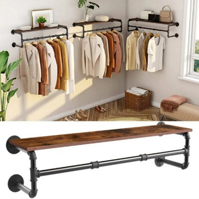 ARTLOGE 42" Industrial Wall-Mounted Clothes Rack with Shelf Clothes ...