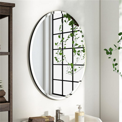 Artloge 60x80cm High Definition Frameless Oval Wall Mirror for Bathroom ...