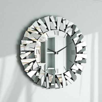 mirrored wall clock 80cm