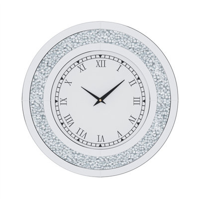 Artloge Large Mirror Reflection Sparkle Crushed Wall Clock Roman ...