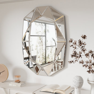 Artloge Silver Glass Wall Mirror Decorative Artistic Look Accent ...