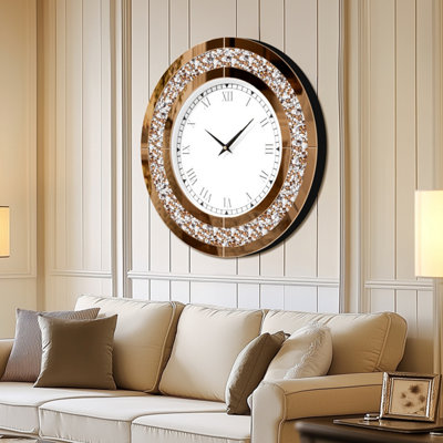 Artloge XL Large Crushed Mirrored Clock Crystals Inlay Wall Clock ...