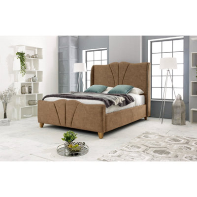 Artrek Marble Bed Frame With Winged Headboard - Stone | DIY at B&Q